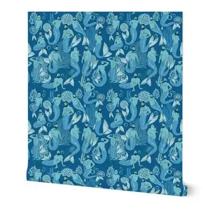 Spoonflower Under The Sea Mid 100% Natural Sisal Grasscloth Wallcovering