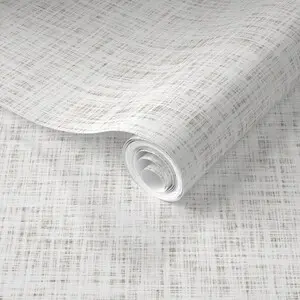 Spoonflower Solid Silver Custom Pre-pasted Wallpaper - White,gray