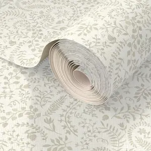 Spoonflower Veronica Putty On White 100% Natural Sisal Grasscloth Wallcovering - Beige,white