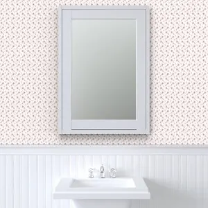 Spoonflower Dollhouse Pink And Black Mcm Micro Tiny Custom Pre-pasted Wallpaper - White,gray