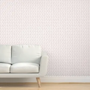 Spoonflower Dollhouse Pink And Black Mcm Micro Tiny Custom Pre-pasted Wallpaper - White,gray