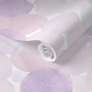 Spoonflower Pink Purple Bubbles Lilac Violet Watercolor Pastel Traditional Wallpaper - White,purple