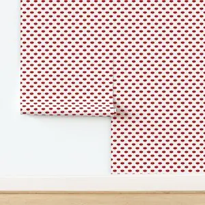 Spoonflower Red Lips On White Custom Pre-pasted Wallpaper