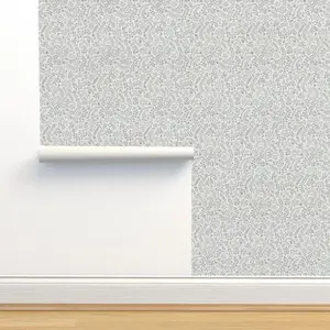 Spoonflower Veronica Soft And Lilac On White 100% Natural Sisal Grasscloth Wallcovering - Blue