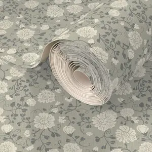 Spoonflower Soft Silver Cheer 100% Natural Sisal Grasscloth Wallcovering