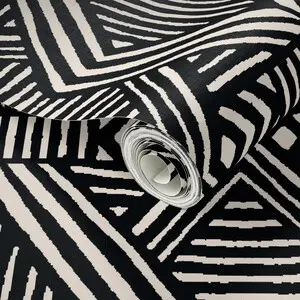 Spoonflower Black And White Diamonds Stripe Geometric Geo Traditional Wallpaper - Black,white,gray