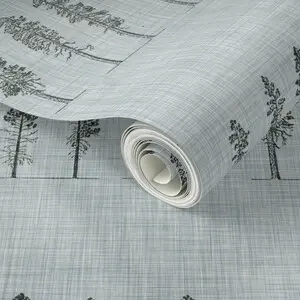 Spoonflower Midnight Forest Trees Woods Woodland Pine Custom Removable Wallpaper - Gray