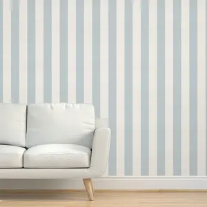 Spoonflower Soft And White Cabana Stripe 100% Natural Sisal Grasscloth Wallcovering