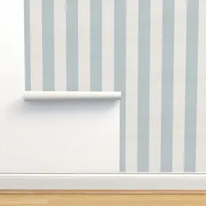 Spoonflower Soft And White Cabana Stripe 100% Natural Sisal Grasscloth Wallcovering