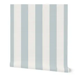 Spoonflower Soft And White Cabana Stripe 100% Natural Sisal Grasscloth Wallcovering