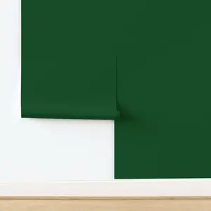 Spoonflower Greens Dark Hunter Solid Christmas Holiday Custom Pre-pasted Wallpaper - Green