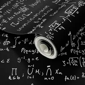 Spoonflower Black And White Equations Math Science Numbers Custom Removable Wallpaper - Black,white,gray