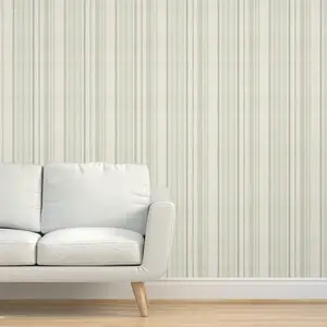 Spoonflower Soft Greens Double Anderson Stripe 100% Natural Sisal Grasscloth Wallcovering