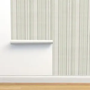 Spoonflower Soft Greens Double Anderson Stripe 100% Natural Sisal Grasscloth Wallcovering