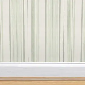 Spoonflower Soft Greens Double Anderson Stripe 100% Natural Sisal Grasscloth Wallcovering