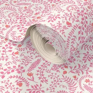 Spoonflower Veronica Valentine On White 100% Natural Sisal Grasscloth Wallcovering