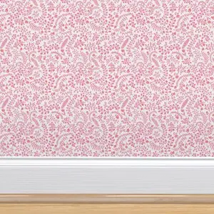 Spoonflower Veronica Valentine On White 100% Natural Sisal Grasscloth Wallcovering