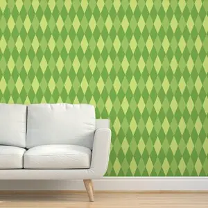 Spoonflower Harlequin Diamond Argyle Custom Pre-pasted Wallpaper