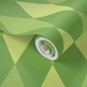 Spoonflower Harlequin Diamond Argyle Custom Pre-pasted Wallpaper - Green