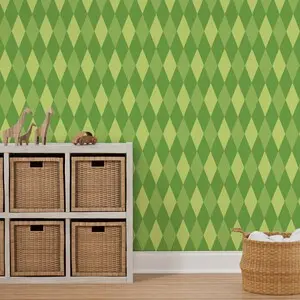Spoonflower Harlequin Diamond Argyle Custom Pre-pasted Wallpaper