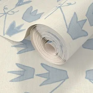 Spoonflower Soft Blues Thatcher 100% Natural Sisal Grasscloth Wallcovering - Blue