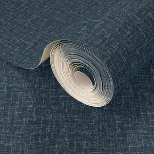Spoonflower Navy Blue Modern Abstract Geometric 100% Natural Sisal Grasscloth Wallcovering - Navy,blue