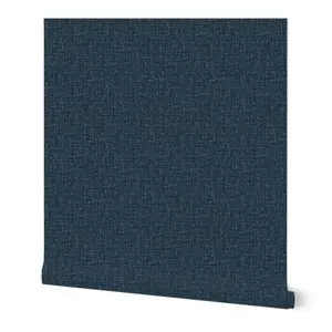 Spoonflower Navy Blue Modern Abstract Geometric 100% Natural Sisal Grasscloth Wallcovering