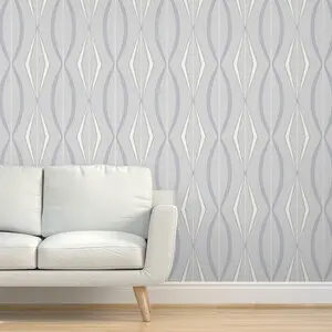 Spoonflower Silver Modern Retro Art Custom Pre-pasted Wallpaper