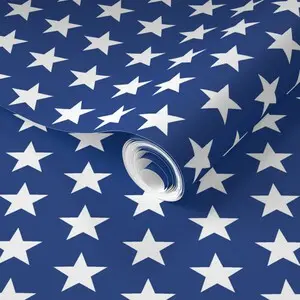 Spoonflower Stars Stripes Patriotic Usa America American Flag Custom Removable Wallpaper - Blue