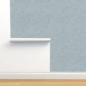 Spoonflower Solid Blue Plain Natural Texture Celebrate Color 100% Natural Sisal Grasscloth Wallcovering