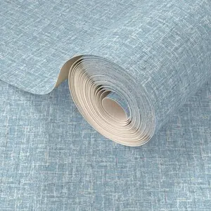Spoonflower Solid Blue Plain Texture Woven Sky Light Subtle 100% Natural Sisal Grasscloth Wallcovering Blue,grey