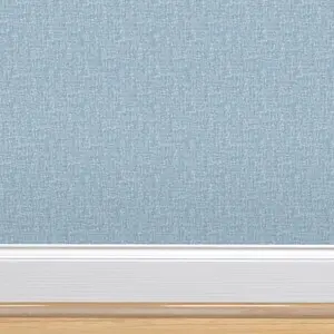 Spoonflower Solid Blue Plain Texture Woven Sky Light Subtle 100% Natural Sisal Grasscloth Wallcovering - Blue,grey