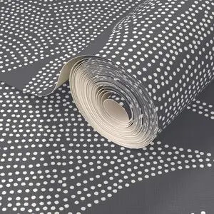 Spoonflower Ulu Pierced White On Lava Rock 250 100% Natural Sisal Grasscloth Wallcovering - Gray,white,grey