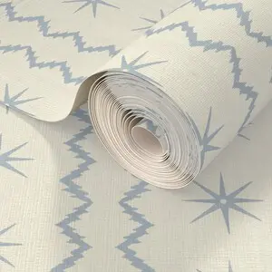 Spoonflower Soft And Cream Zig Zag Stripe 100% Natural Sisal Grasscloth Wallcovering
