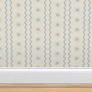 Spoonflower Soft And Cream Zig Zag Stripe 100% Natural Sisal Grasscloth Wallcovering