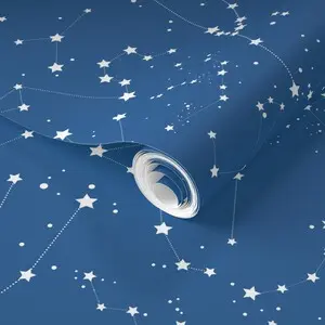 Spoonflower Stars Constellations Custom Removable Wallpaper - Blue