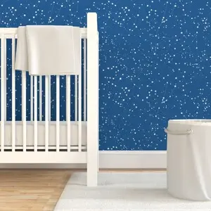 Spoonflower Stars Constellations Custom Removable Wallpaper - Blue