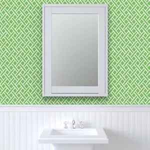 Spoonflower Geometric Lattice Trellis Textured Custom Pre-pasted Wallpaper