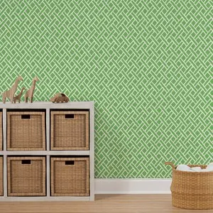 Spoonflower Geometric Lattice Trellis Textured Custom Pre-pasted Wallpaper