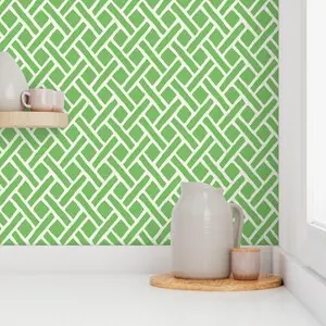 Spoonflower Geometric Lattice Trellis Textured Custom Pre-pasted Wallpaper