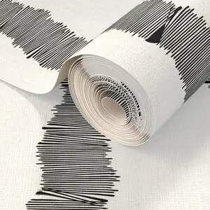 Spoonflower Snow Fence Stripes 100% Natural Sisal Grasscloth Wallcovering - White