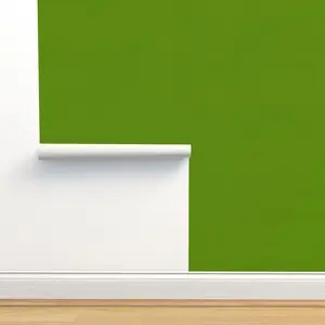 Spoonflower Vine Collection Apple Kelly Grass Jade Lime 100% Natural Sisal Grasscloth Wallcovering - Green