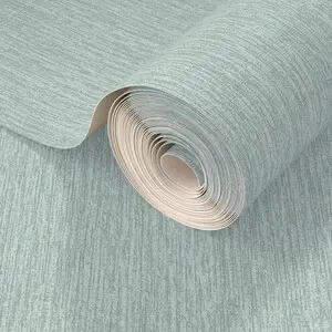 Spoonflower Solid Blue Plain Green Tiara Light Turquoise With 100% Natural Sisal Grasscloth Wallcovering