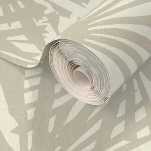 Spoonflower Taupe Cactus Flower Bloom Floral Abstract Tan 100% Natural Sisal Grasscloth Wallcovering - Beige,white,gray
