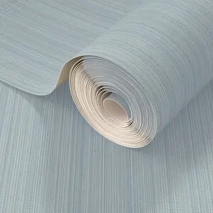 Spoonflower Soft Strie Texture 100% Natural Sisal Grasscloth Wallcovering - Blue