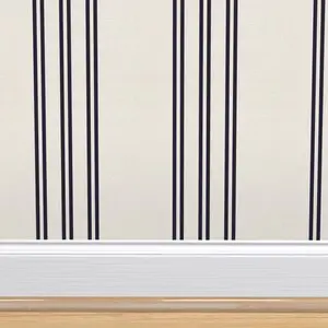 Spoonflower Aegean Stripe Navy White 100% Natural Sisal Grasscloth Wallcovering - Navy,blue