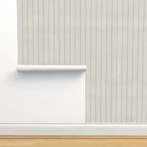 Spoonflower Aegean Simple Ticking Stripe Grey 100% Natural Sisal Grasscloth Wallcovering - Gray