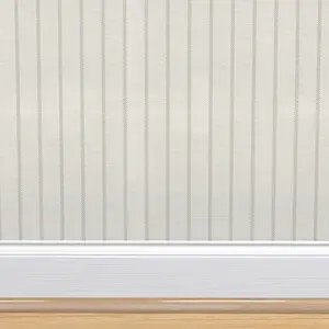 Spoonflower Aegean Simple Ticking Stripe Grey 100% Natural Sisal Grasscloth Wallcovering - Gray
