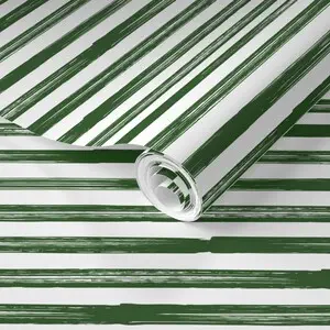 Spoonflower Green Stripes Christmas Marker St Patricks Day Custom Pre-pasted Wallpaper - Mint,green