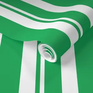 Spoonflower Stripe Stripes Striped Theme Park Dapper Main Custom Pre-pasted Wallpaper Mint,green